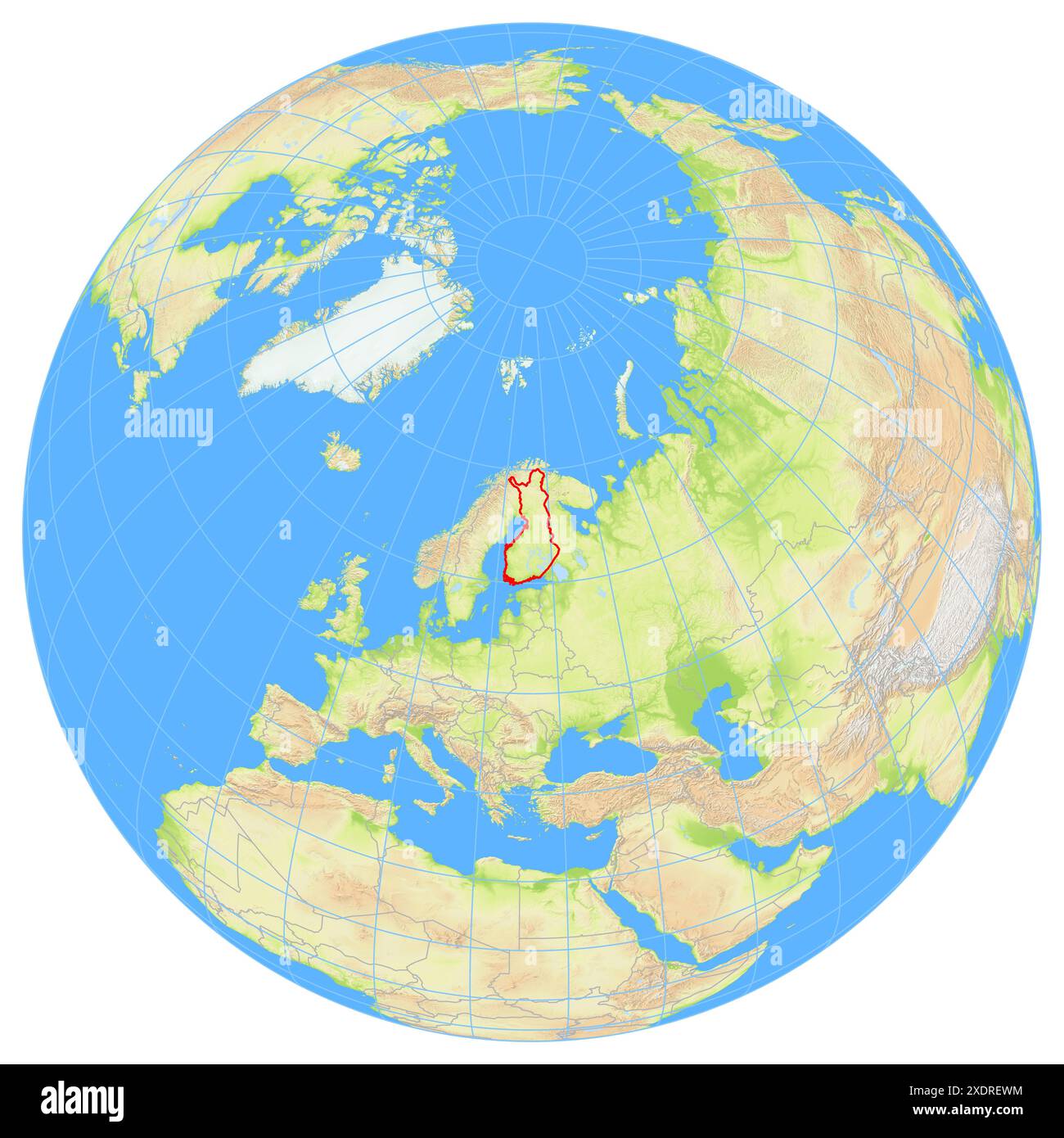 View of the Earth from space showing the location of the country ...