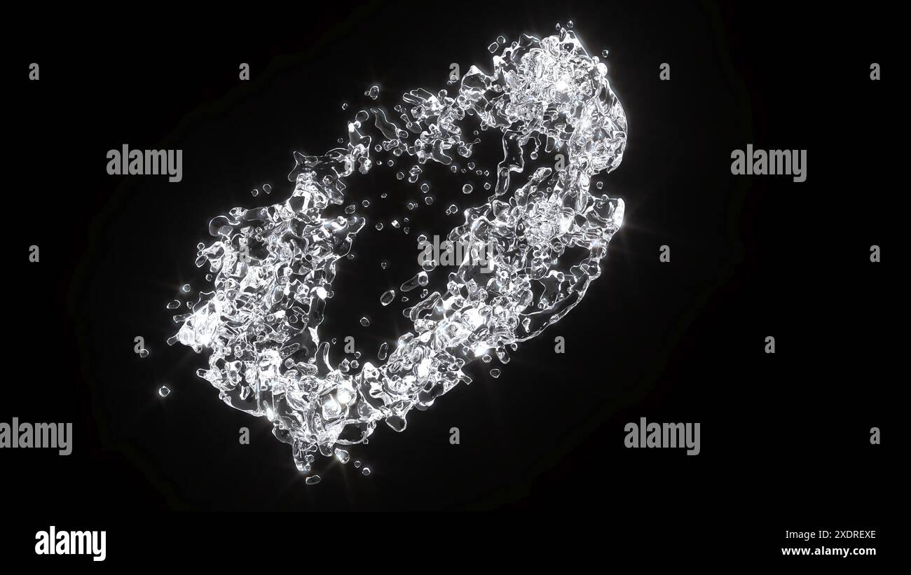 3D Liquid water Splash on black bg super slow motion 3d render Stock ...