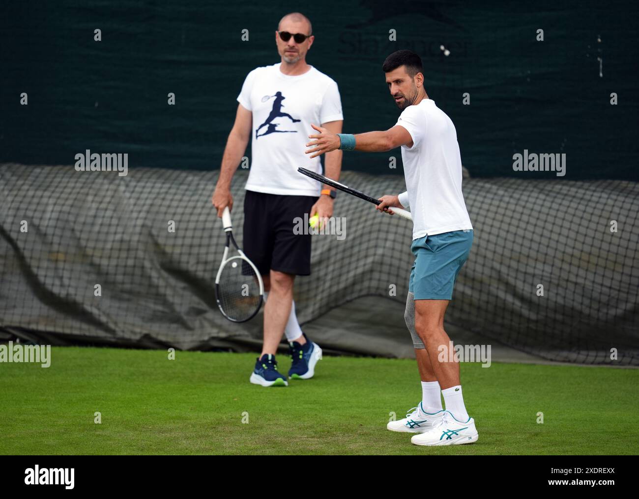 Novak Djokovic during a training session at the All England Lawn Tennis ...