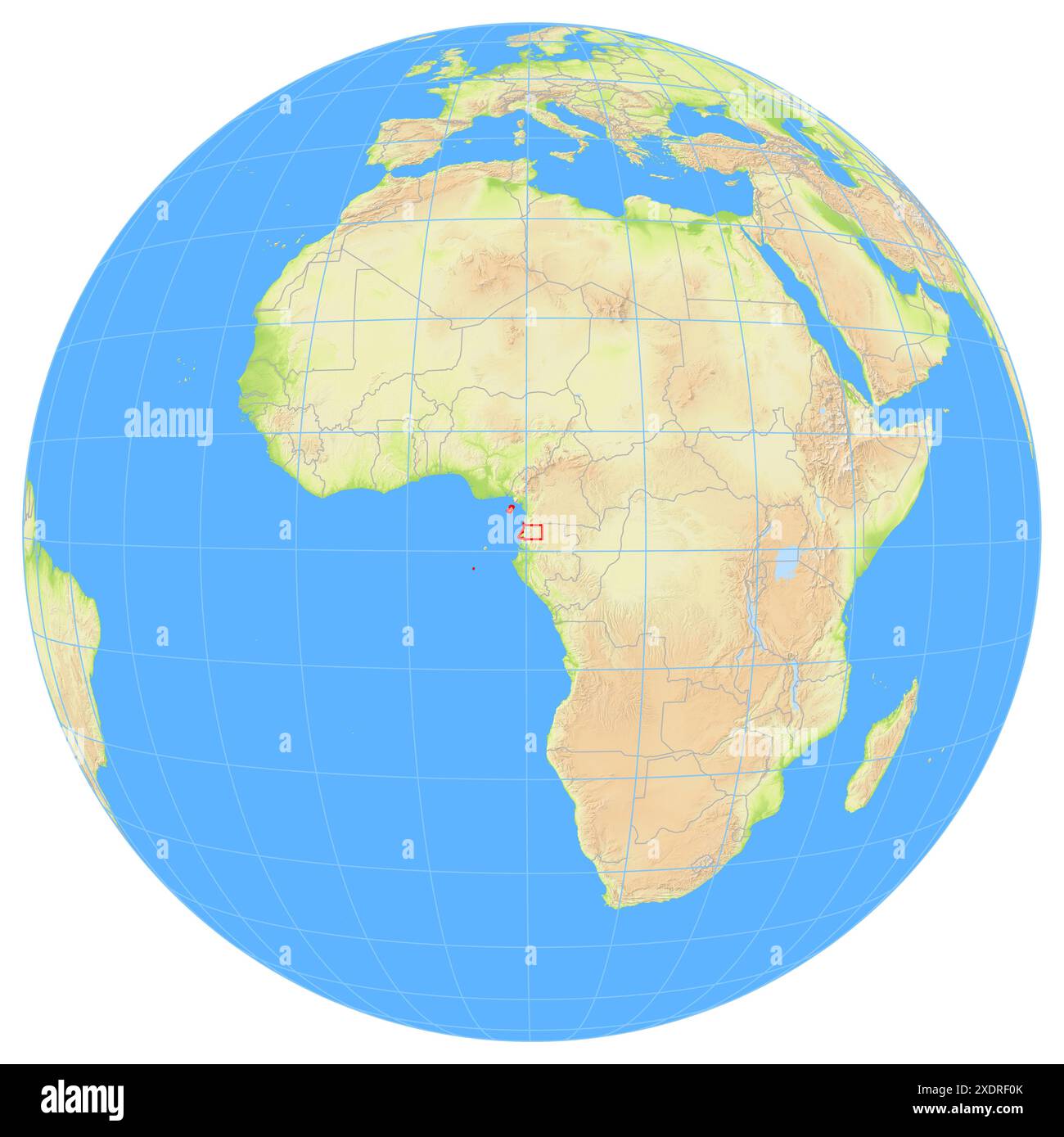 View of the Earth from space showing the location of the country ...