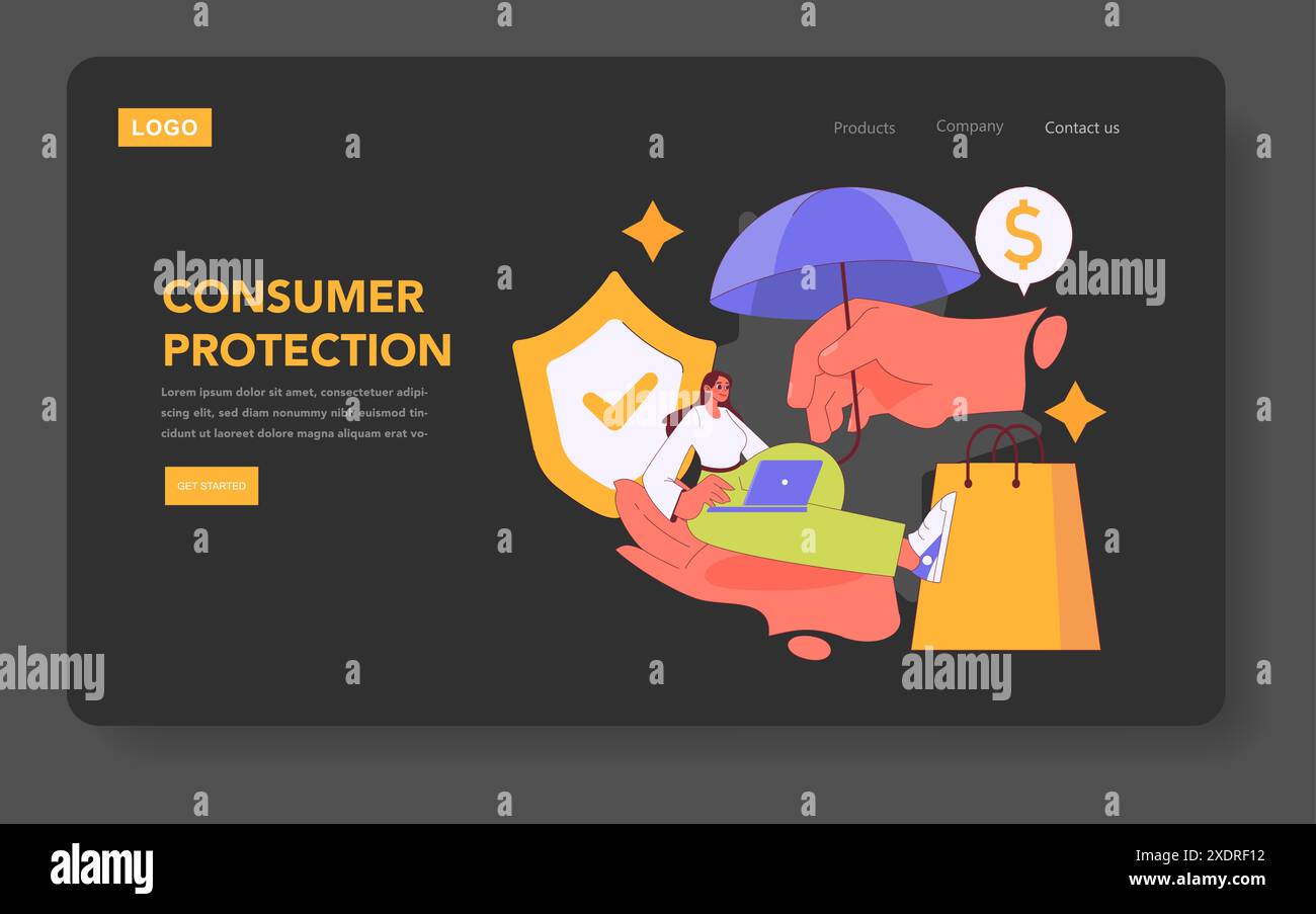 Consumer Protection concept. Illustration of safeguarding buyers ...