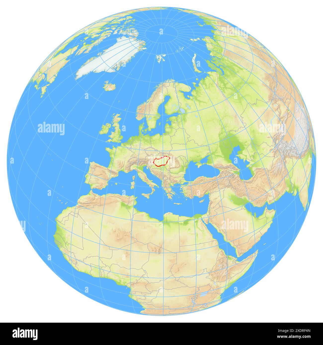 View of the Earth from space showing the location of the country ...