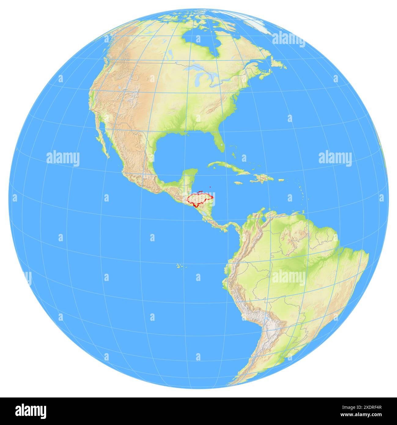View of the Earth from space showing the location of the country ...