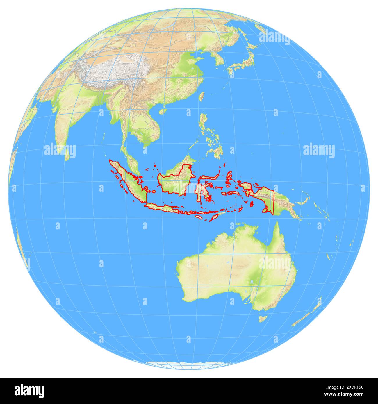 View of the Earth from space showing the location of the country ...
