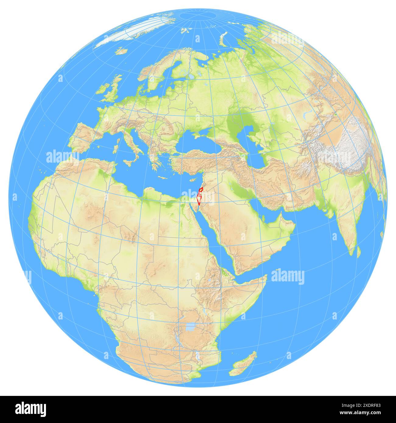 View of the Earth from space showing the location of the country Israel ...