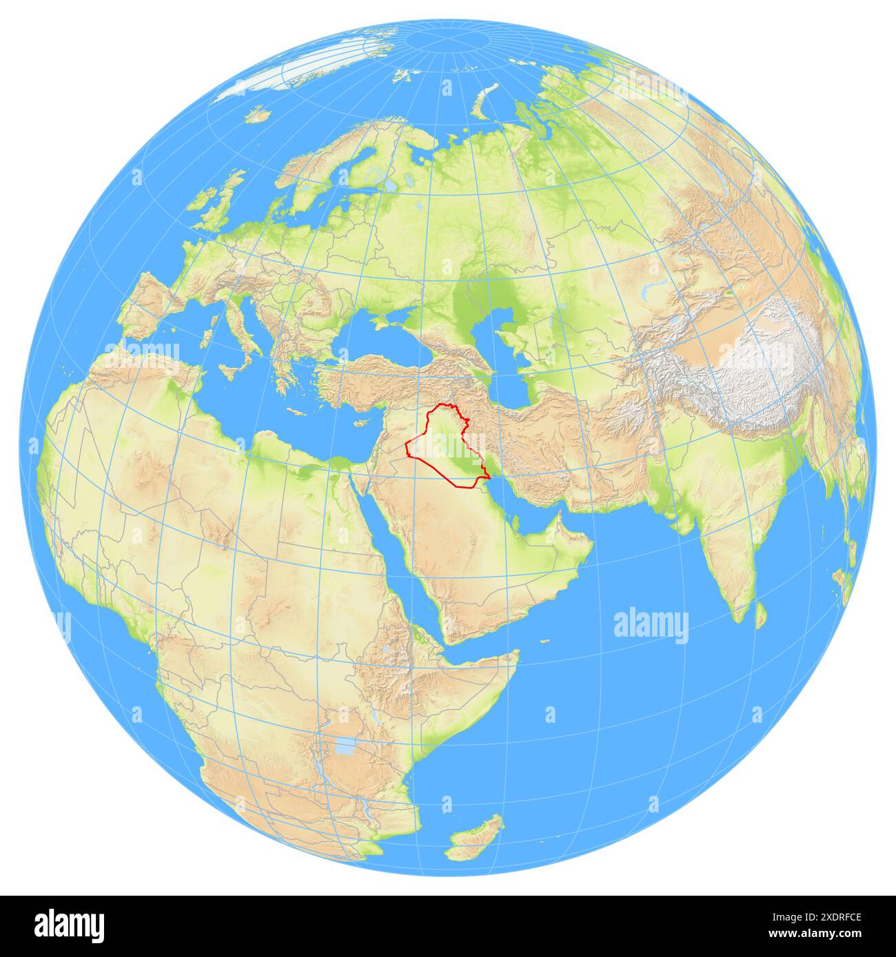View of the Earth from space showing the location of the country Iraq ...
