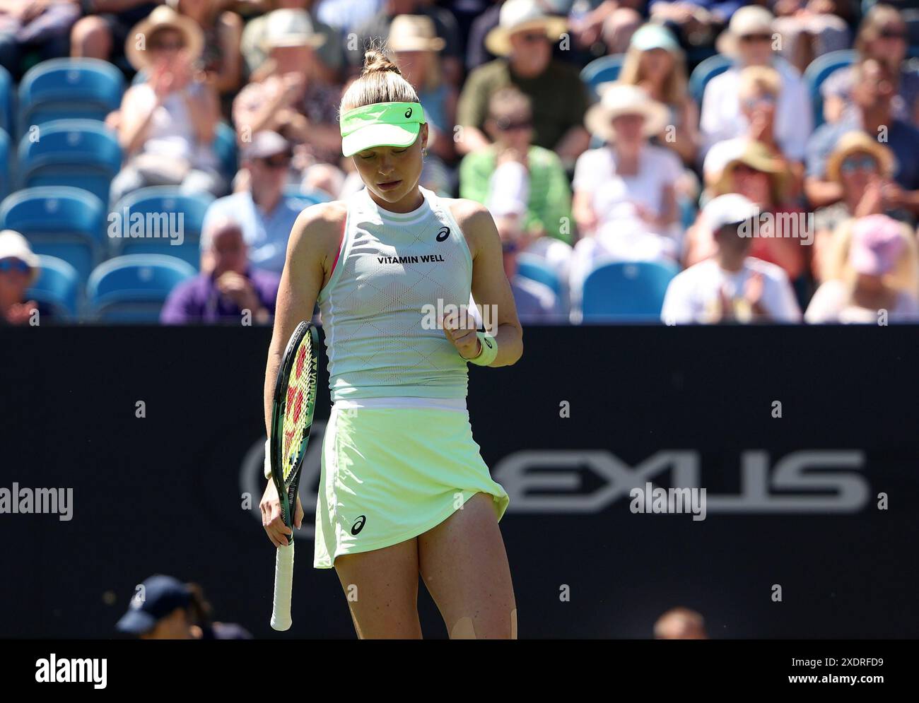 Harriet Dart celebrates winning a point against Marie Bouzkova (not ...