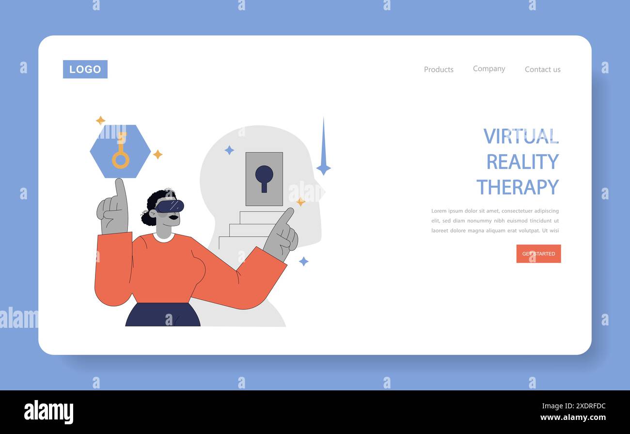 AI in Psychology concept. Figure with VR headset interacts with mind and emotion symbols ...