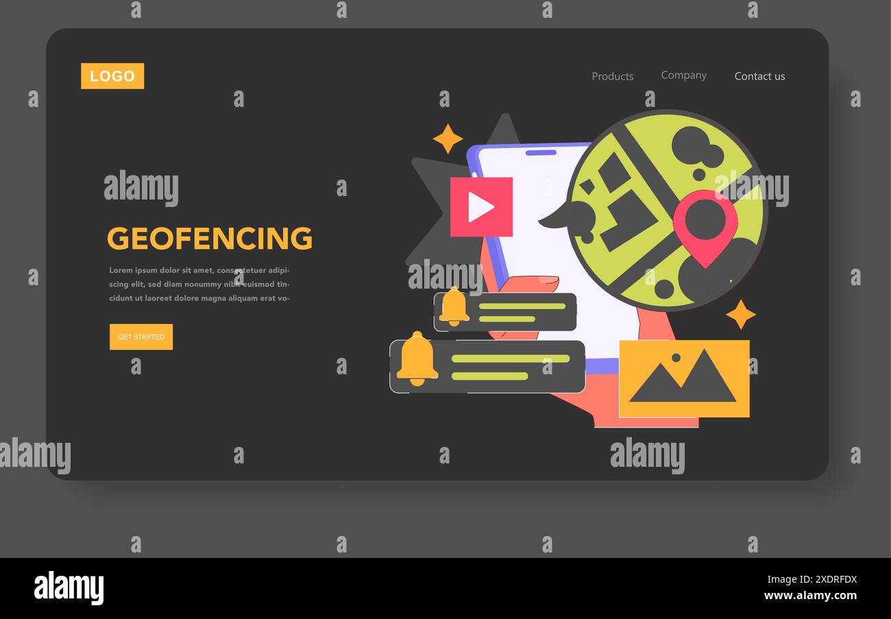 Branded App concept. A sleek landing page showcasing geofencing ... Branded App concept. A sleek landing page showcasing geofencing ...
