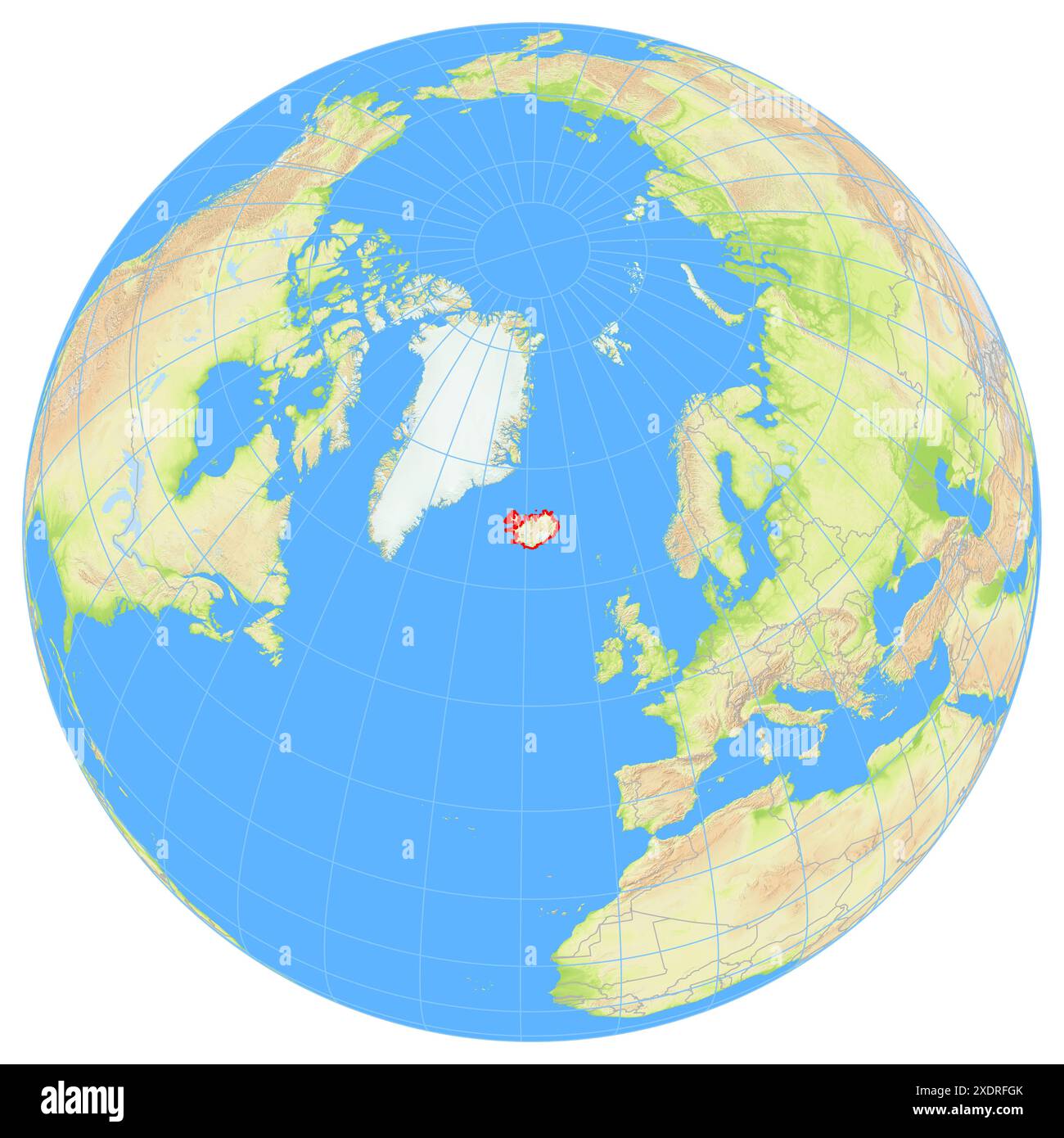 View of the Earth from space showing the location of the country ...
