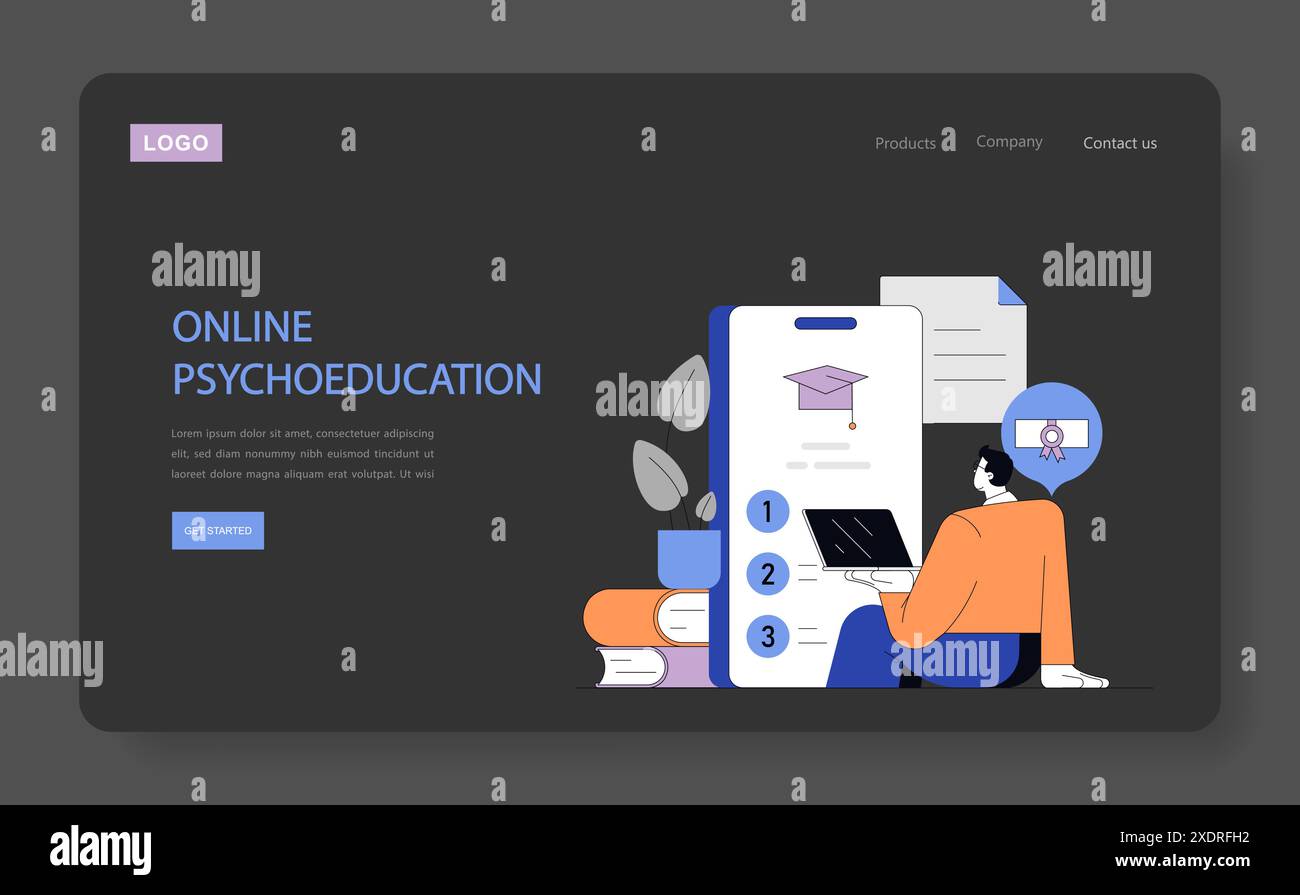 Telepsychology concept. Remote learning for mental health with online education tools. E ...