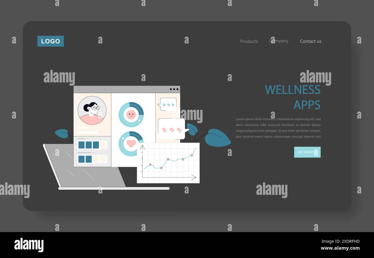 Wellness App concept. A laptop displaying different health monitoring ...