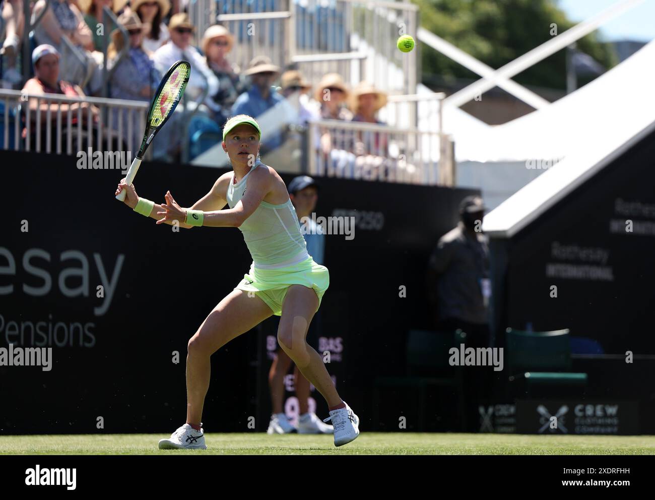 Harriet Dart in action against Marie Bouzkova (not pictured) on day ...