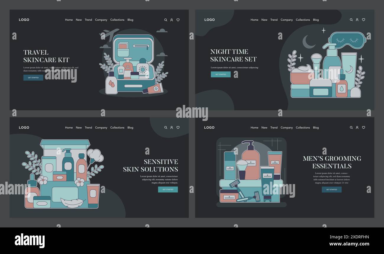 Skincare toolkit set. Portable beauty regimens for travel, nightly ...