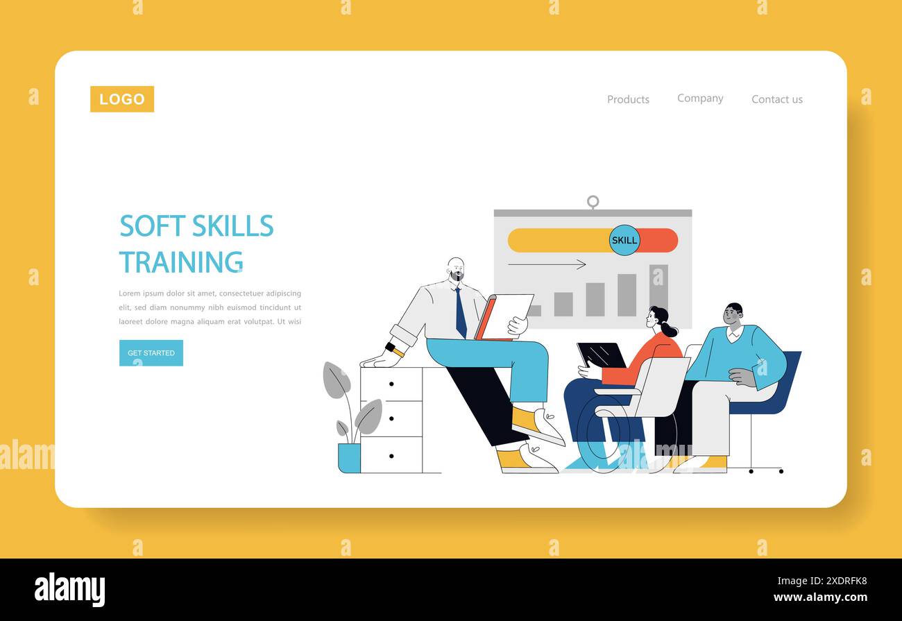 Soft Skills Training concept. Professionals engaging in personal development with interactive ...