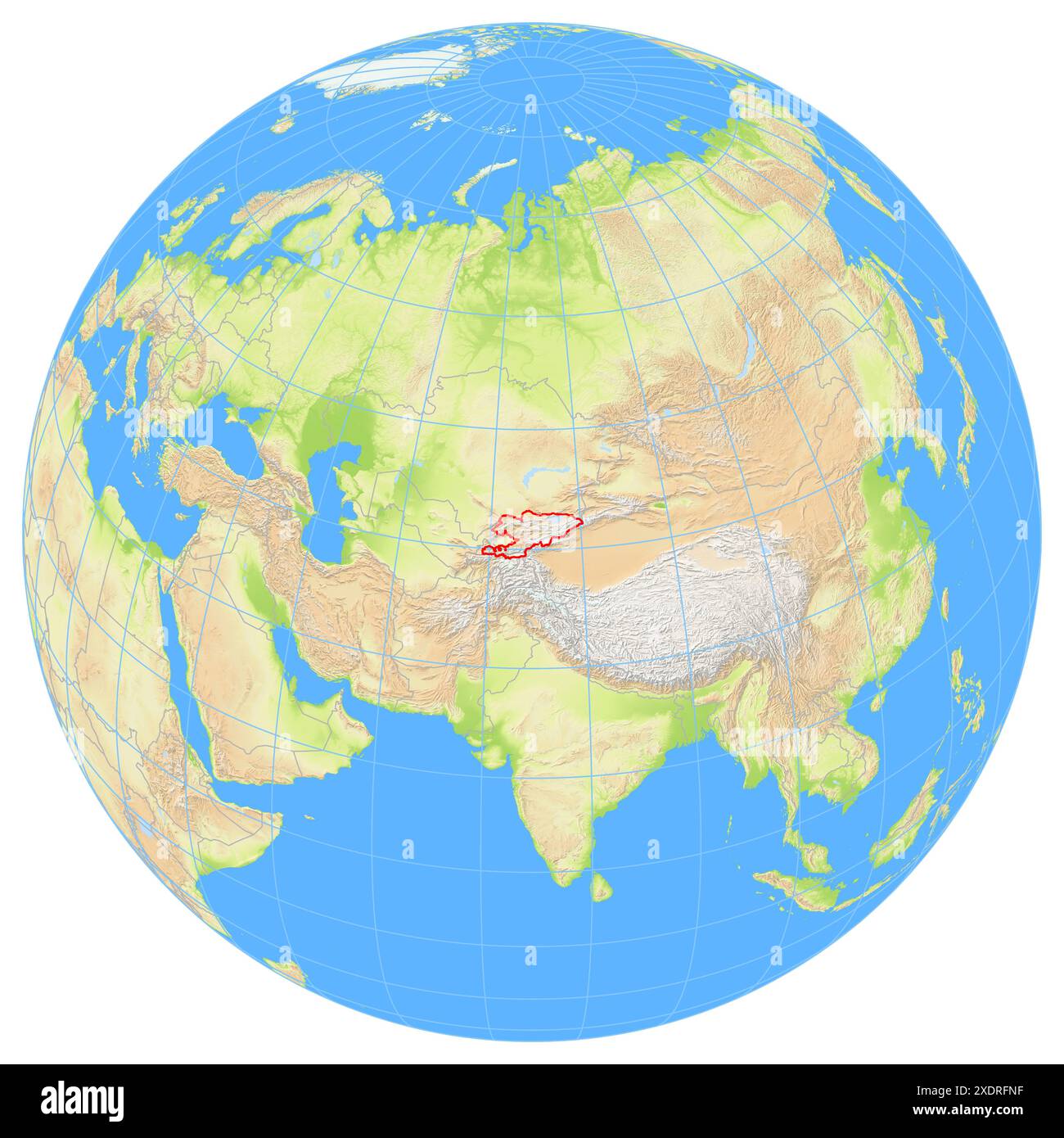 View of the Earth from space showing the location of the country ...