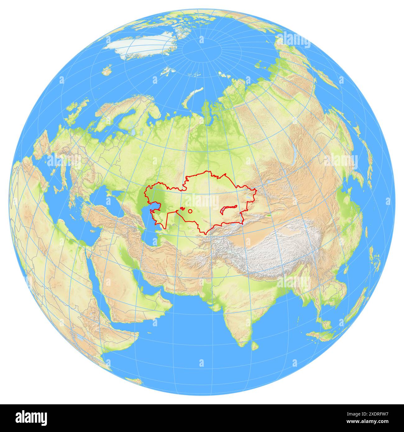View of the Earth from space showing the location of the country ...