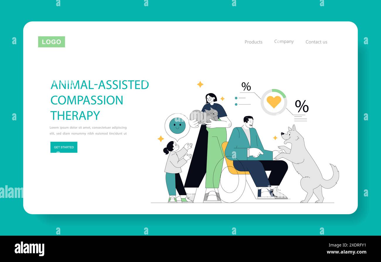 Animal-assisted compassion therapy illustration. A therapist and ...