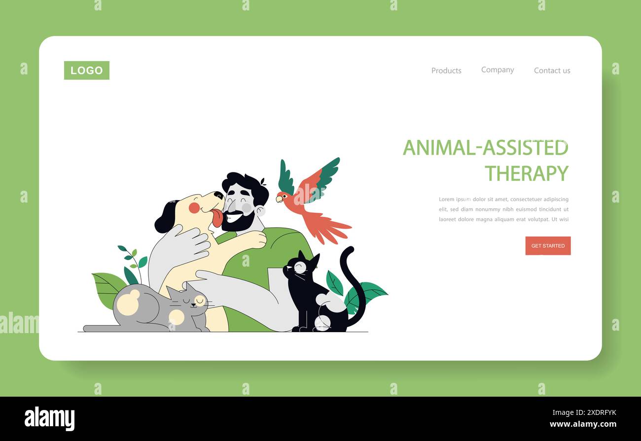 Eco Therapy concept. Healing power of pet companionship visualized with ...