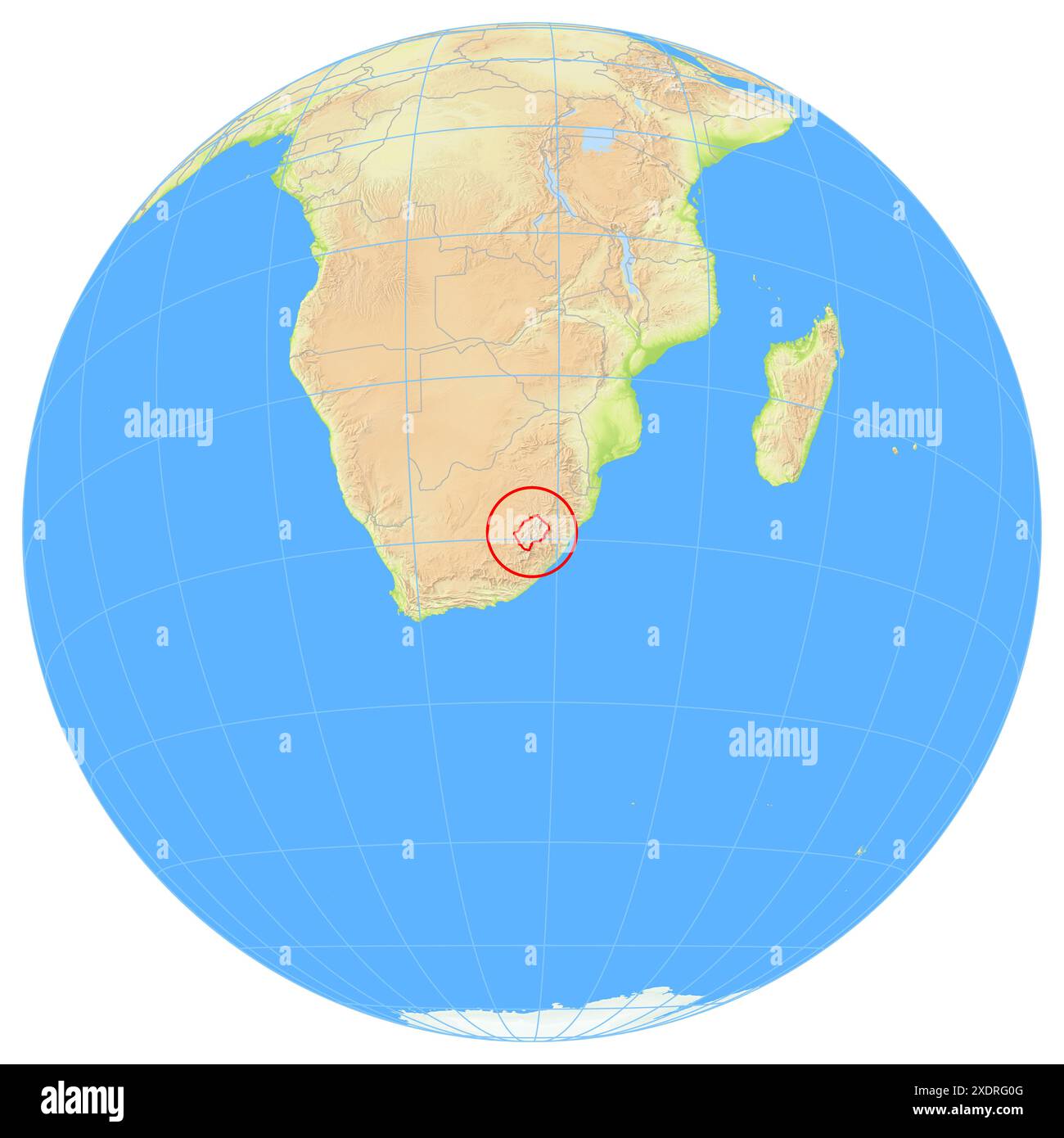 View of the Earth from space showing the location of the country ...