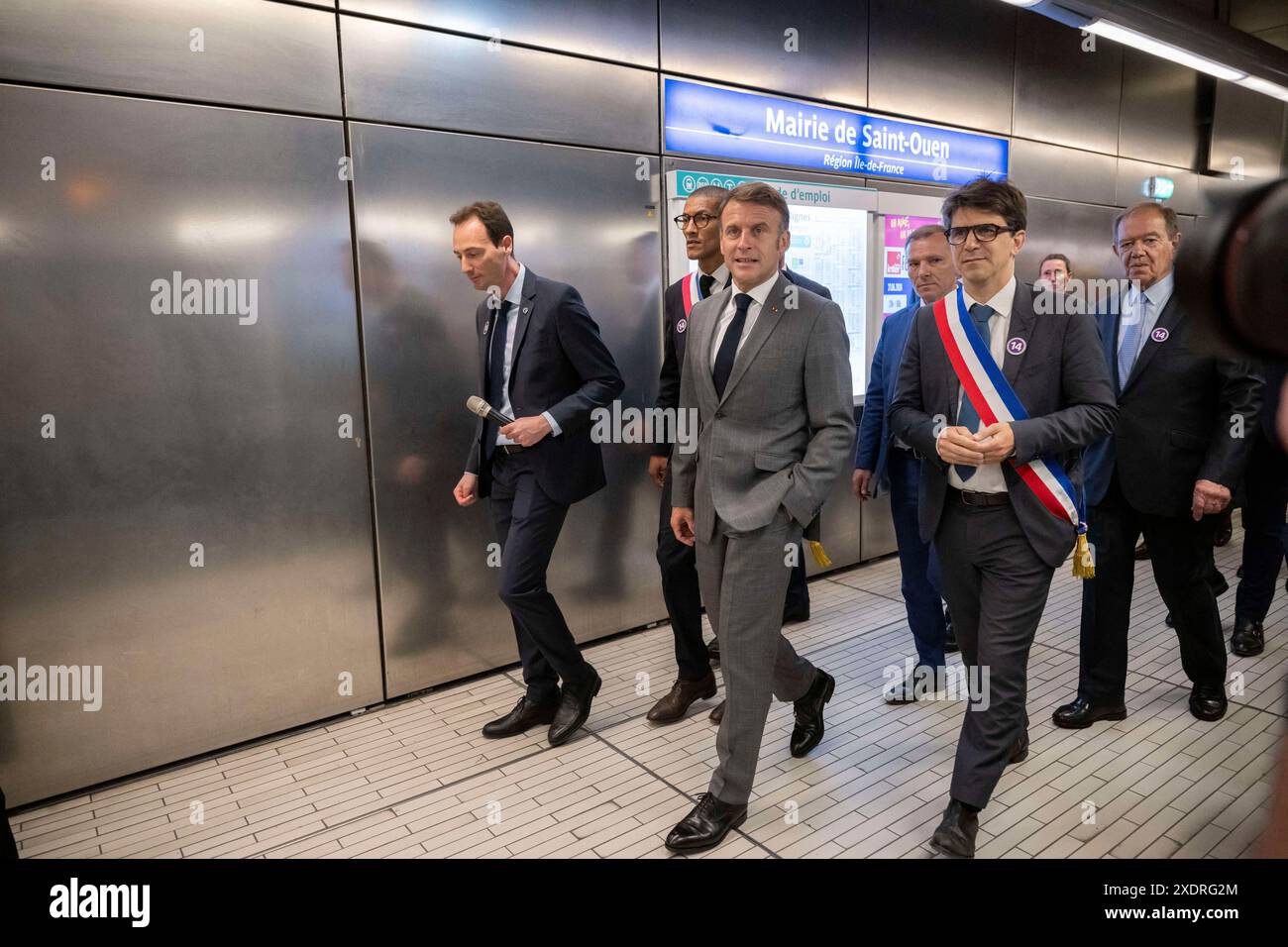 Saint Denis, France. 24th June, 2024. French President Emmanuel Macron ...