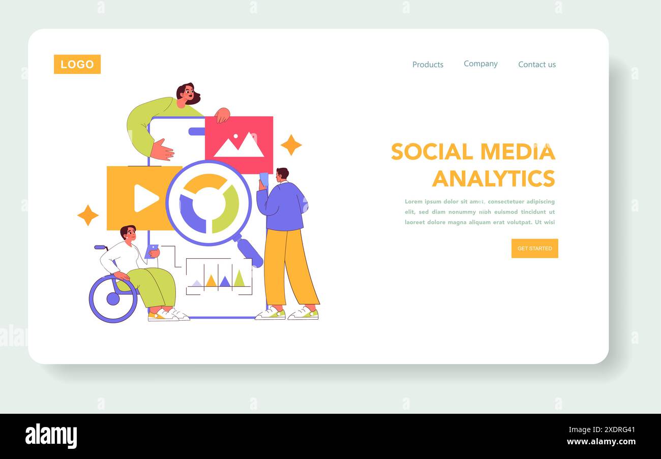 Digital Strategy concept. Professionals analyze social media metrics on ...