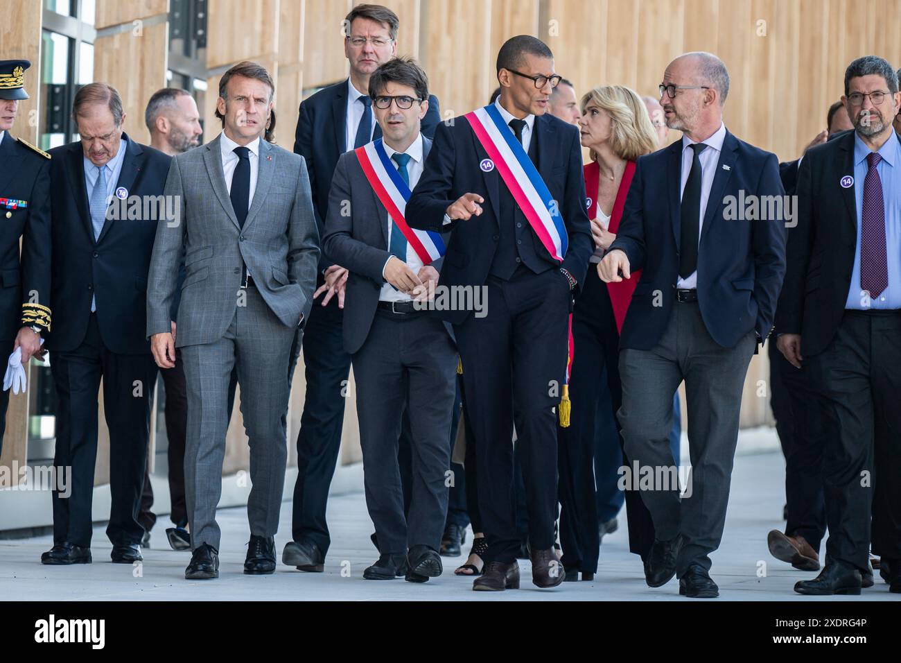 Saint Denis, France. 24th June, 2024. French President Emmanuel Macron ...