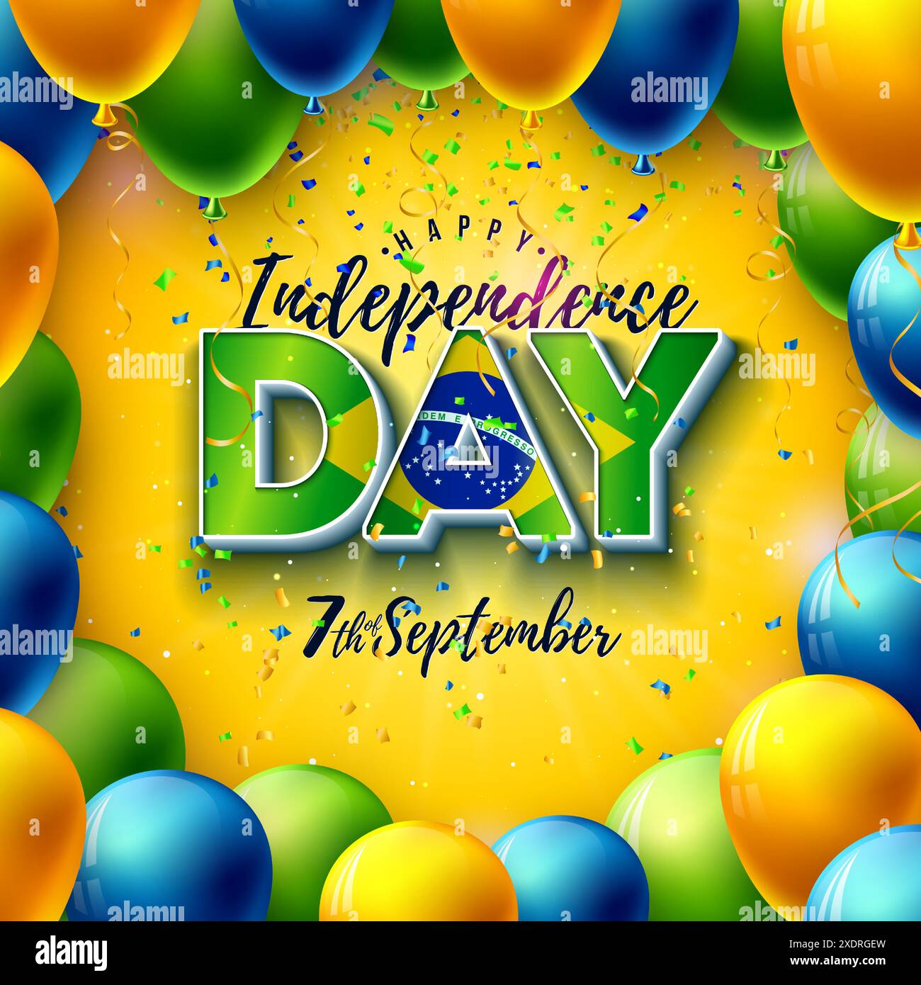 Brazil Independence Day Illustration with Brazilian Flag Color Party ...