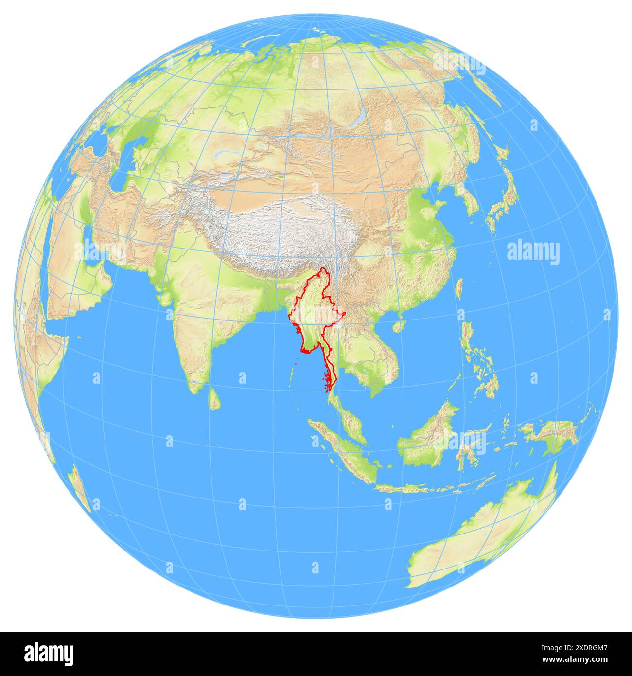 View of the Earth from space showing the location of the country ...