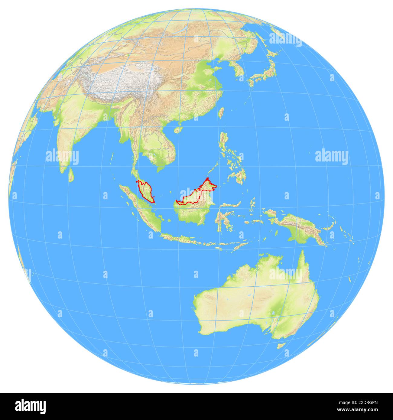 View of the Earth from space showing the location of the country ...