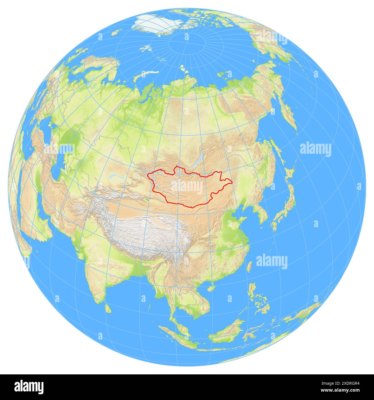 View of the Earth from space showing the location of the country ...