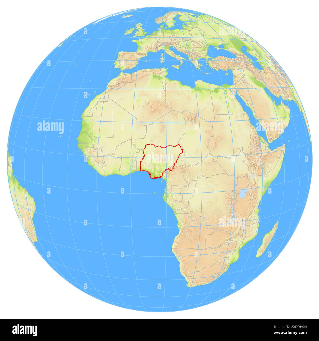 View of the Earth from space showing the location of the country ...