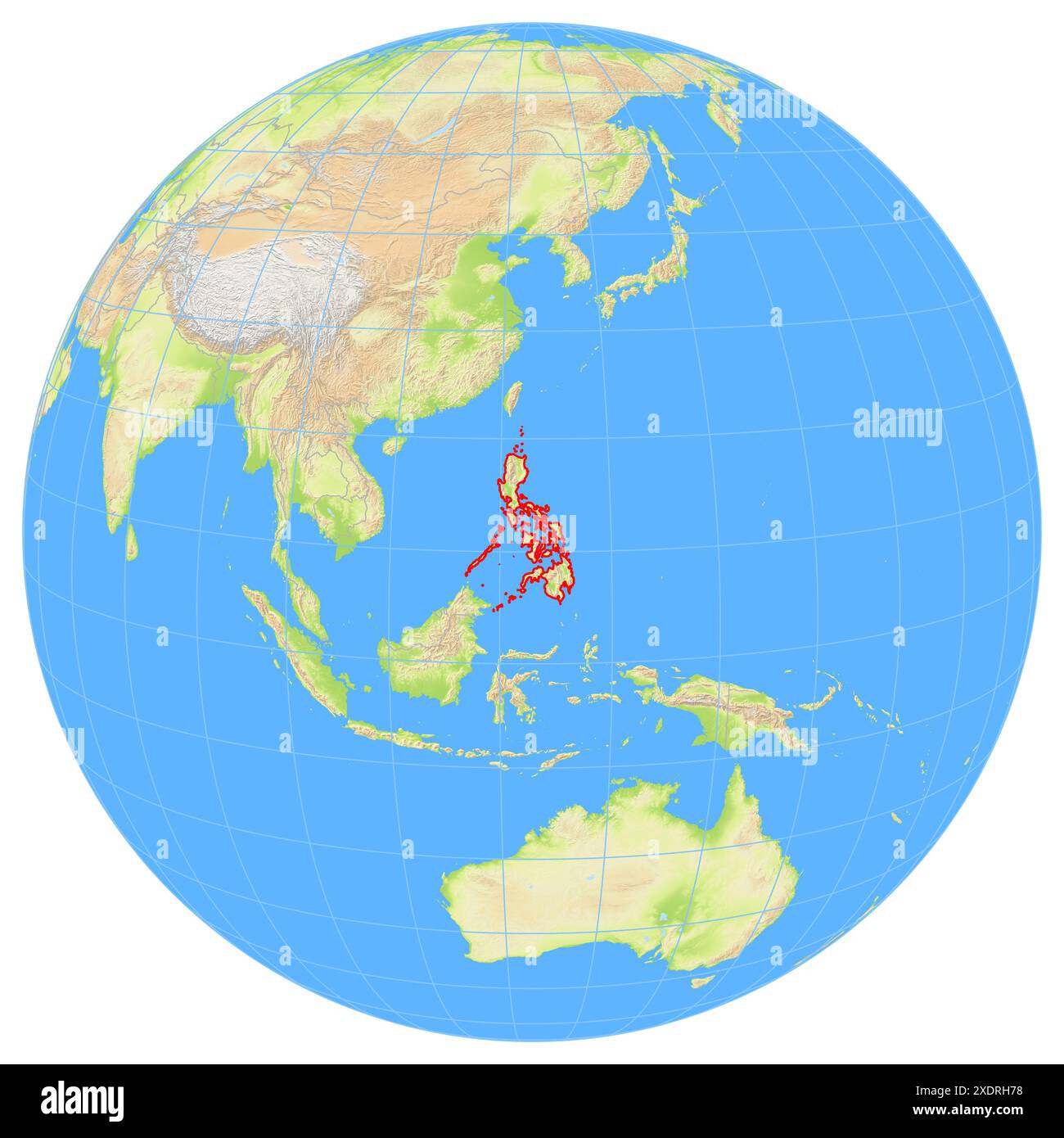 View of the Earth from space showing the location of the country ...