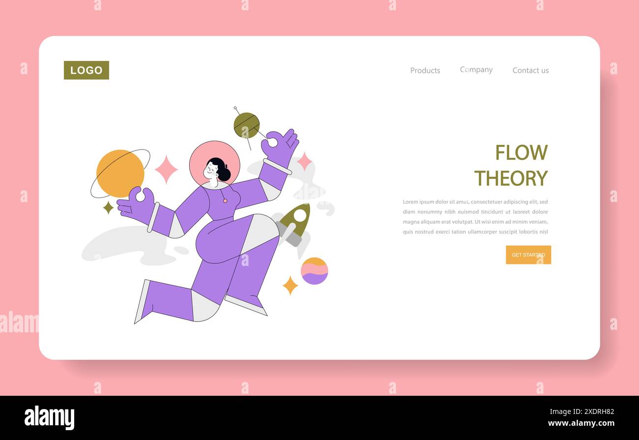 Positive Psychology concept. Character in state of flow with creative ...