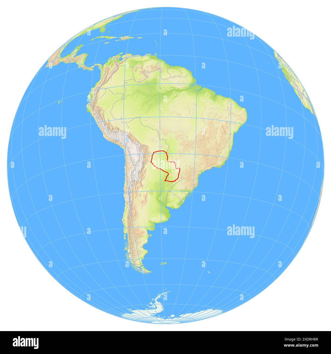 View of the Earth from space showing the location of the country ...