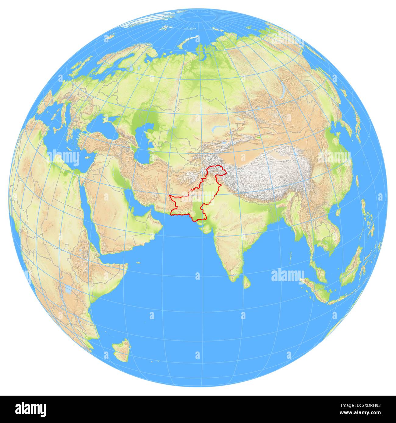 View of the Earth from space showing the location of the country ...