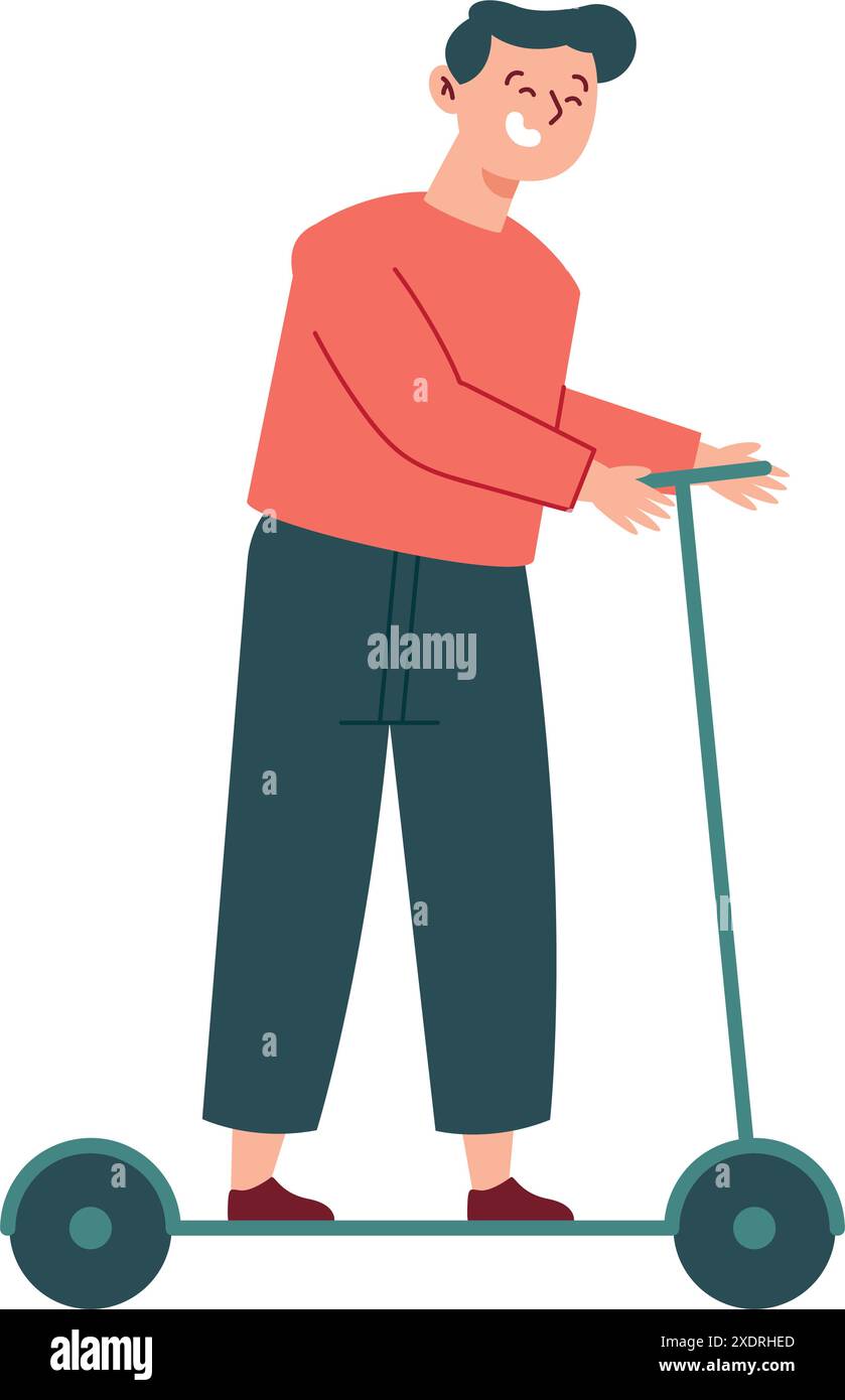 Guy riding electric scooter Stock Vector Images - Alamy