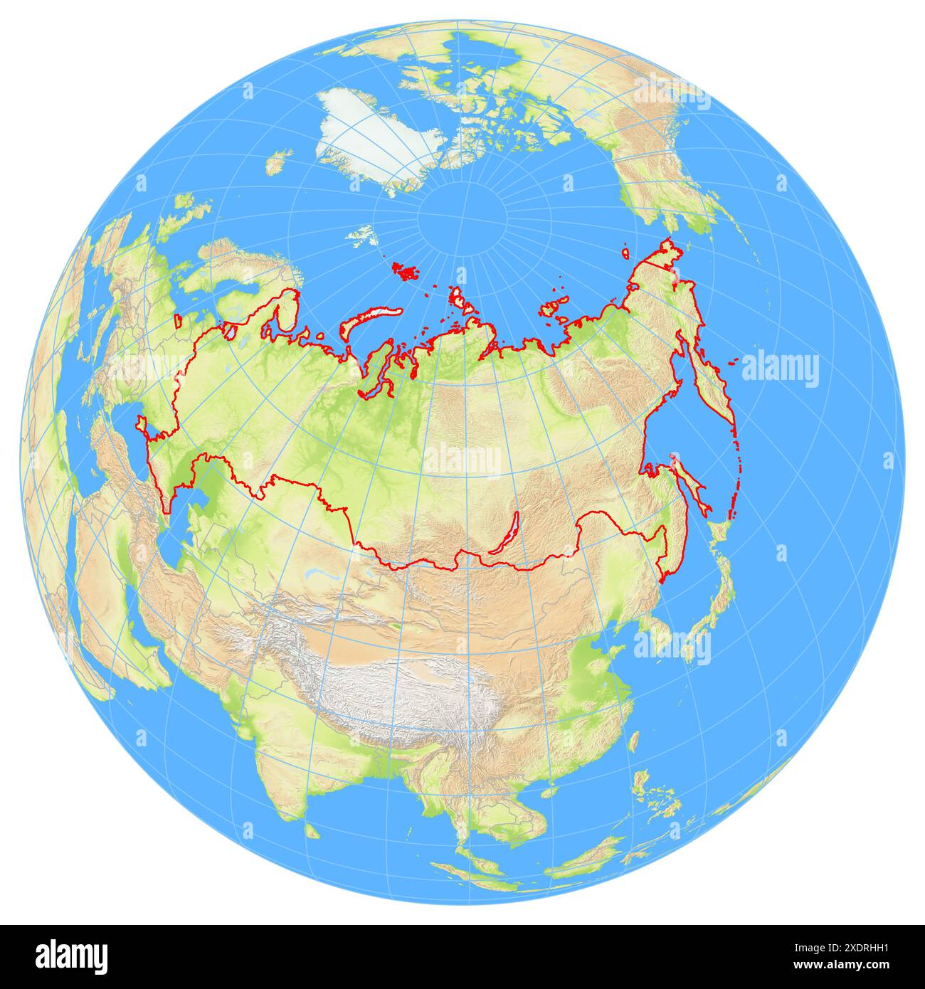 View of the Earth from space showing the location of the country Russia ...