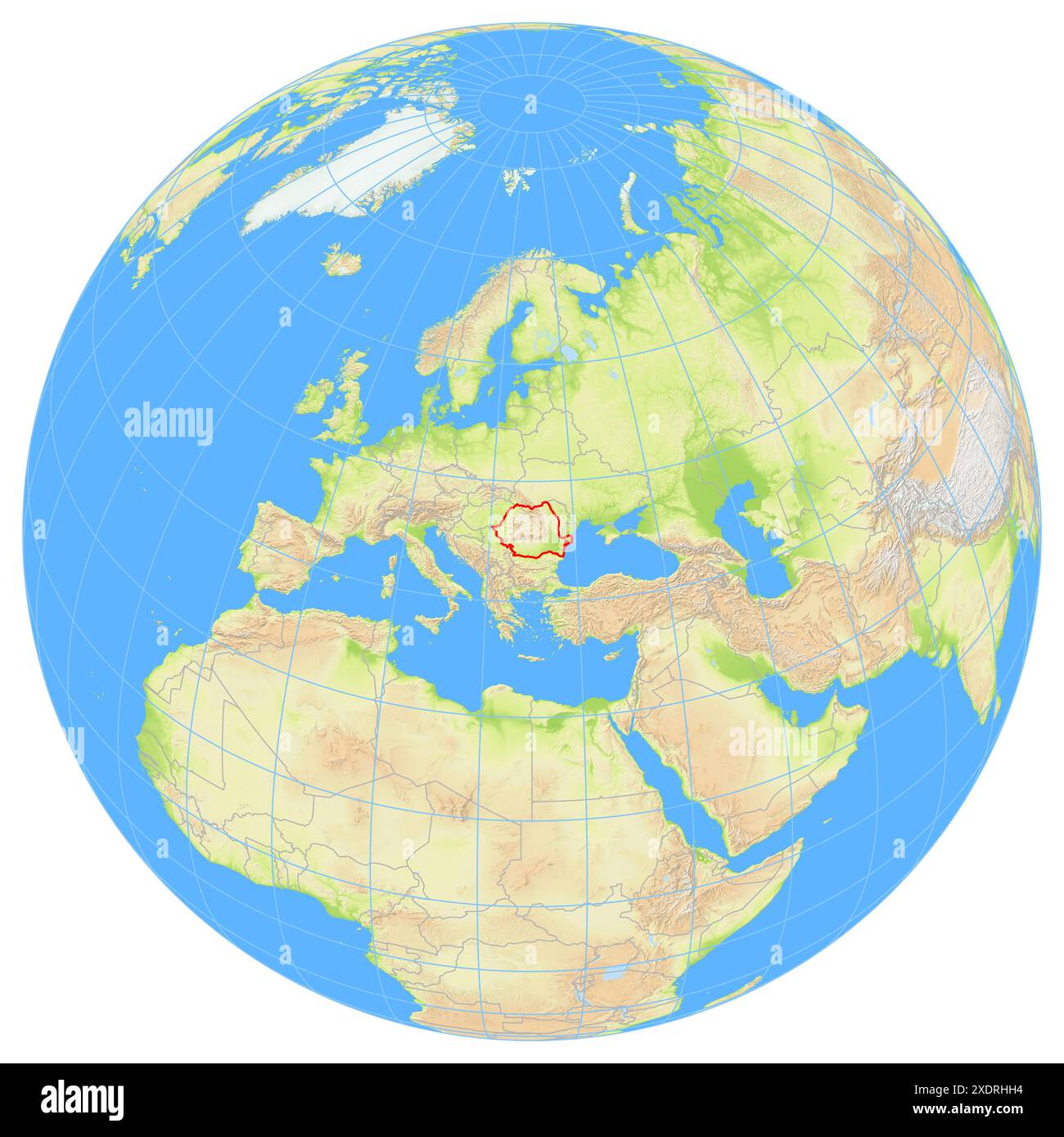 View of the Earth from space showing the location of the country ...