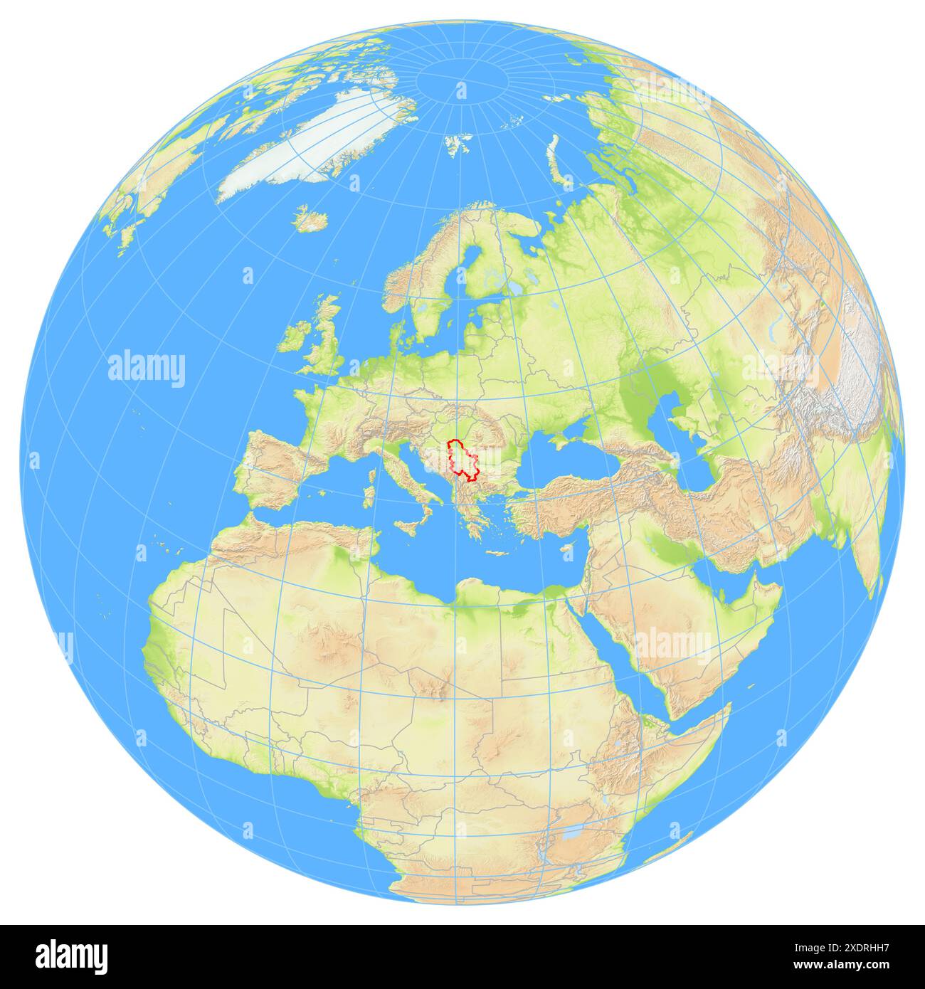 View Of The Earth From Space Showing The Location Of The Country Serbia