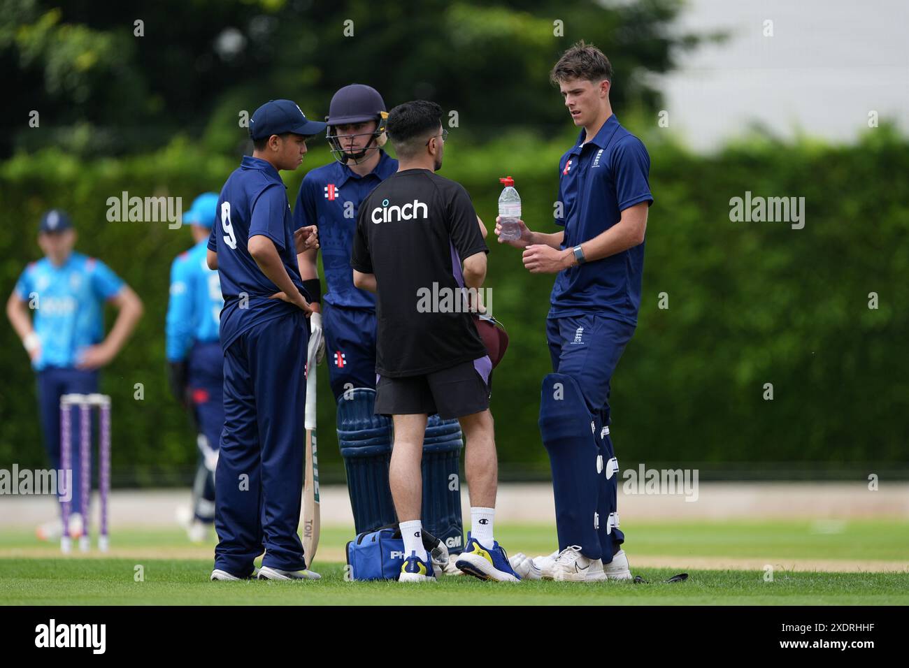 Young Lions' Archie Vaughan (right) during the warm-up match at the ...