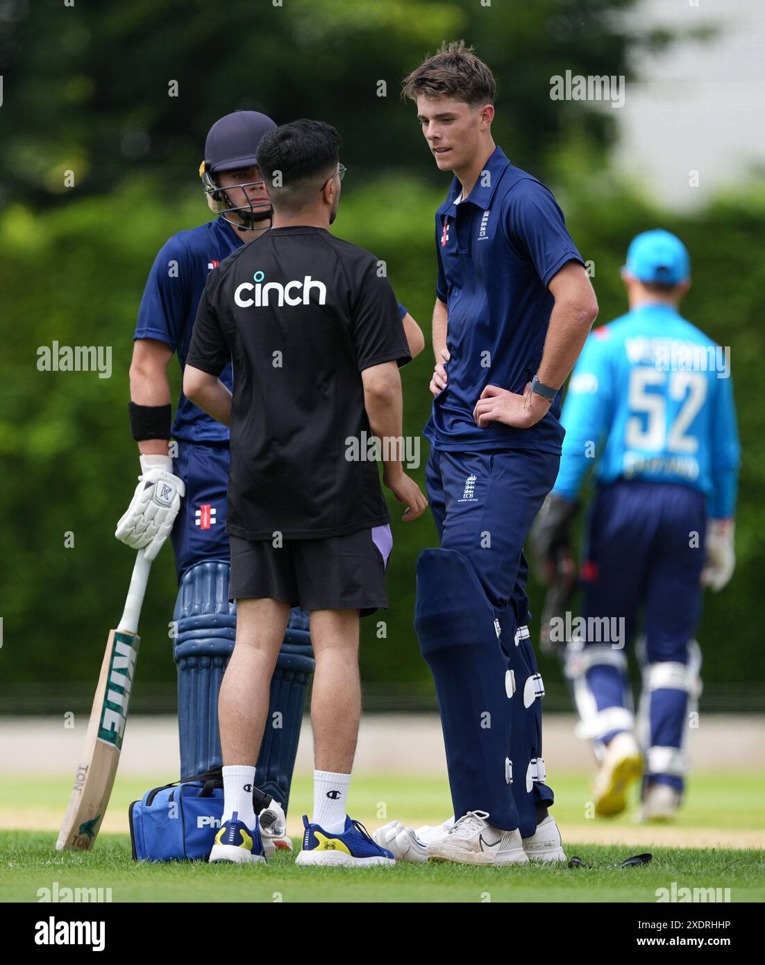 Young Lions' Archie Vaughan (right) during the warm-up match at the ...