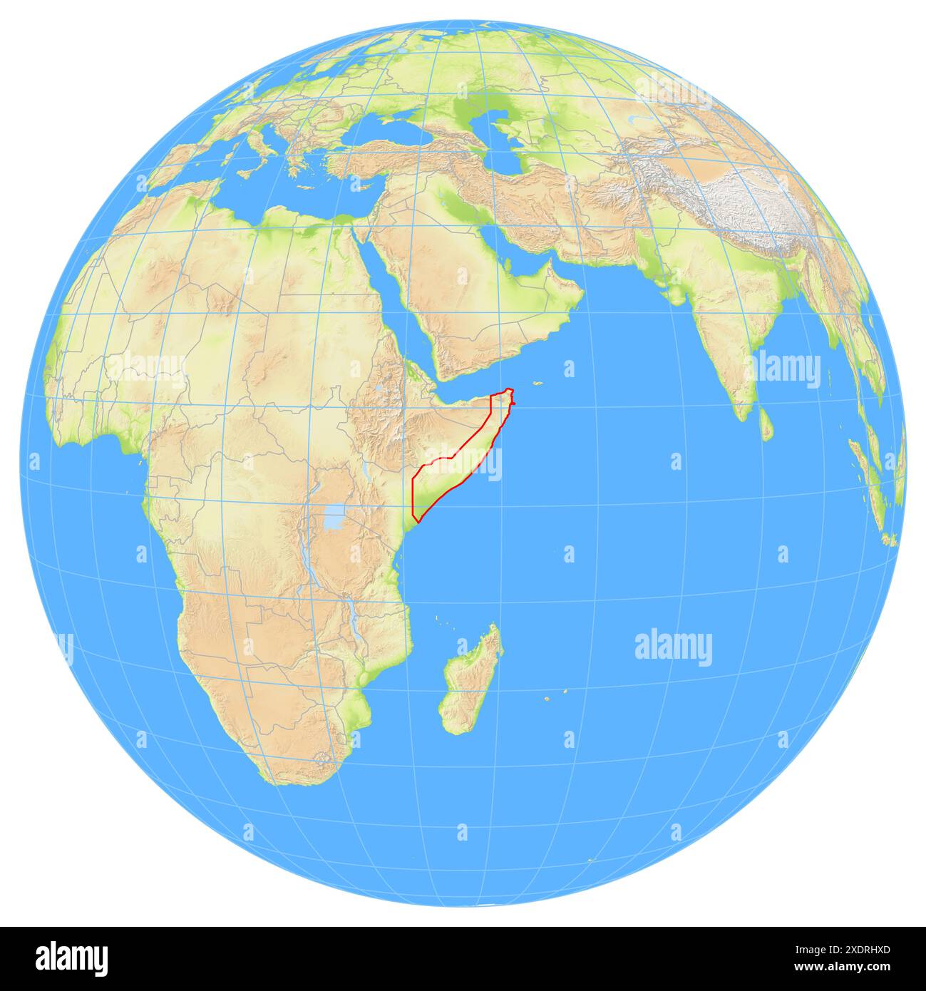 View of the Earth from space showing the location of the country ...