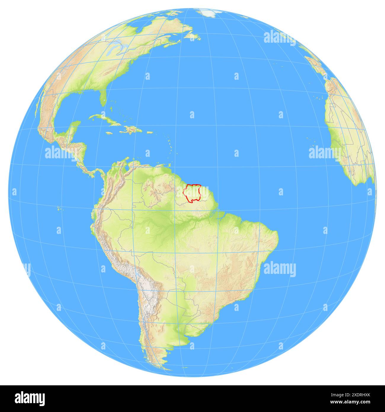 View of the Earth from space showing the location of the country ...