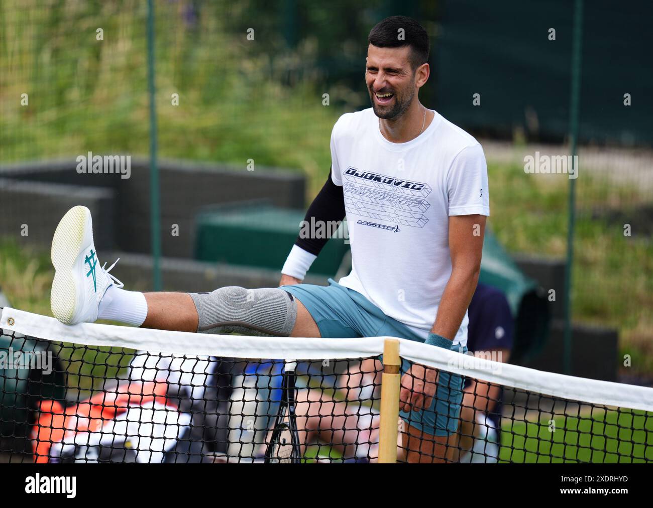 Novak Djokovic during a training session at the All England Lawn Tennis ...