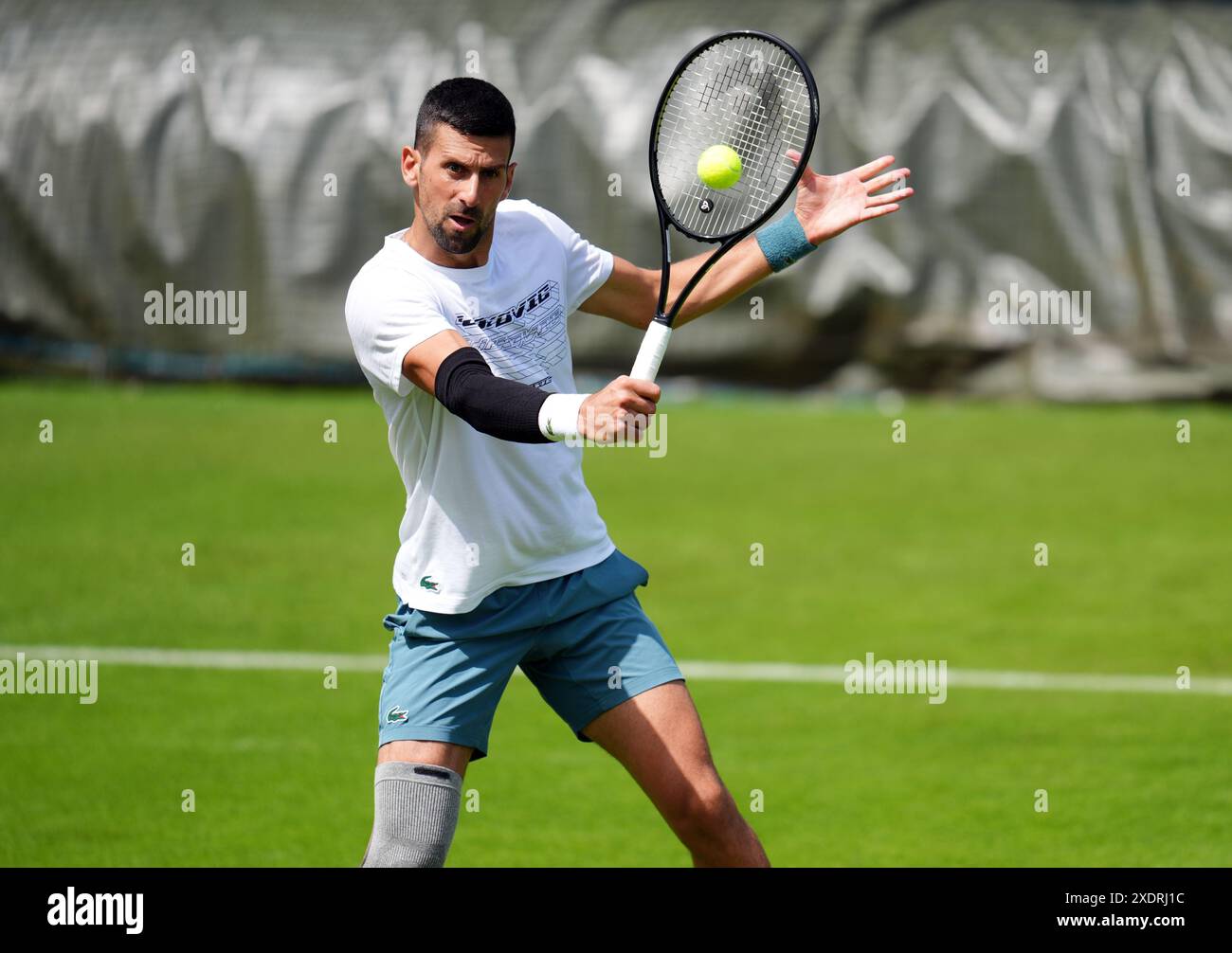 Novak Djokovic during a training session at the All England Lawn Tennis ...