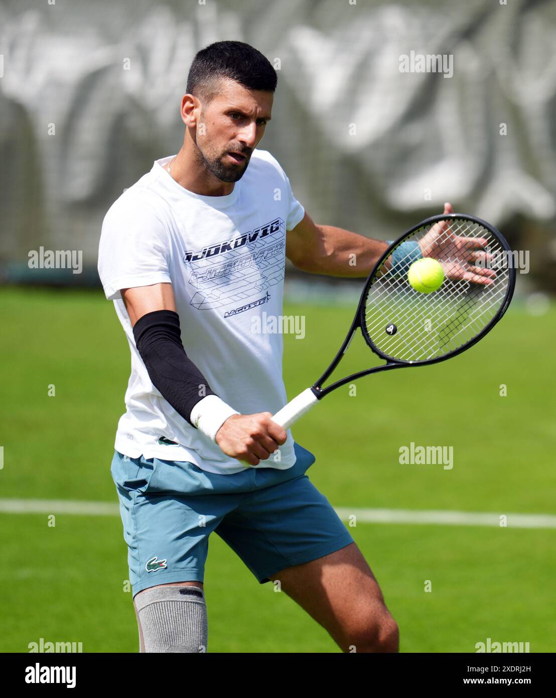 Novak Djokovic during a training session at the All England Lawn Tennis ...