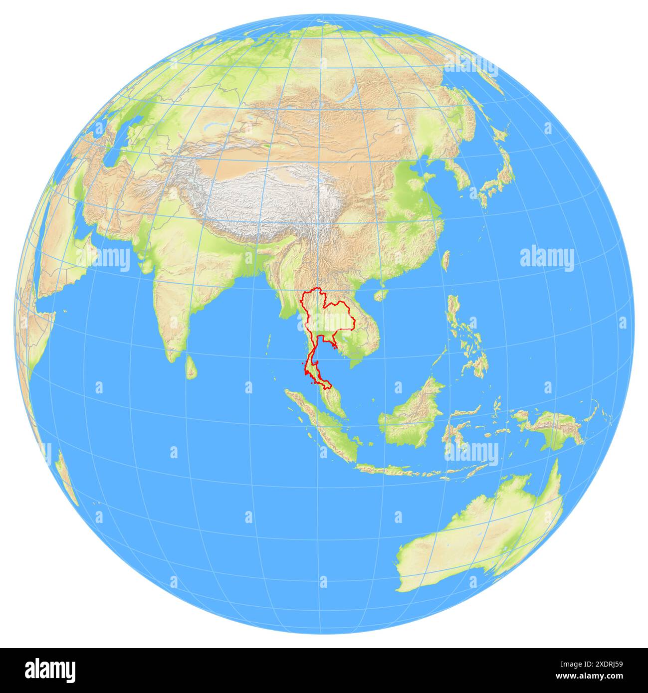 View of the Earth from space showing the location of the country ...