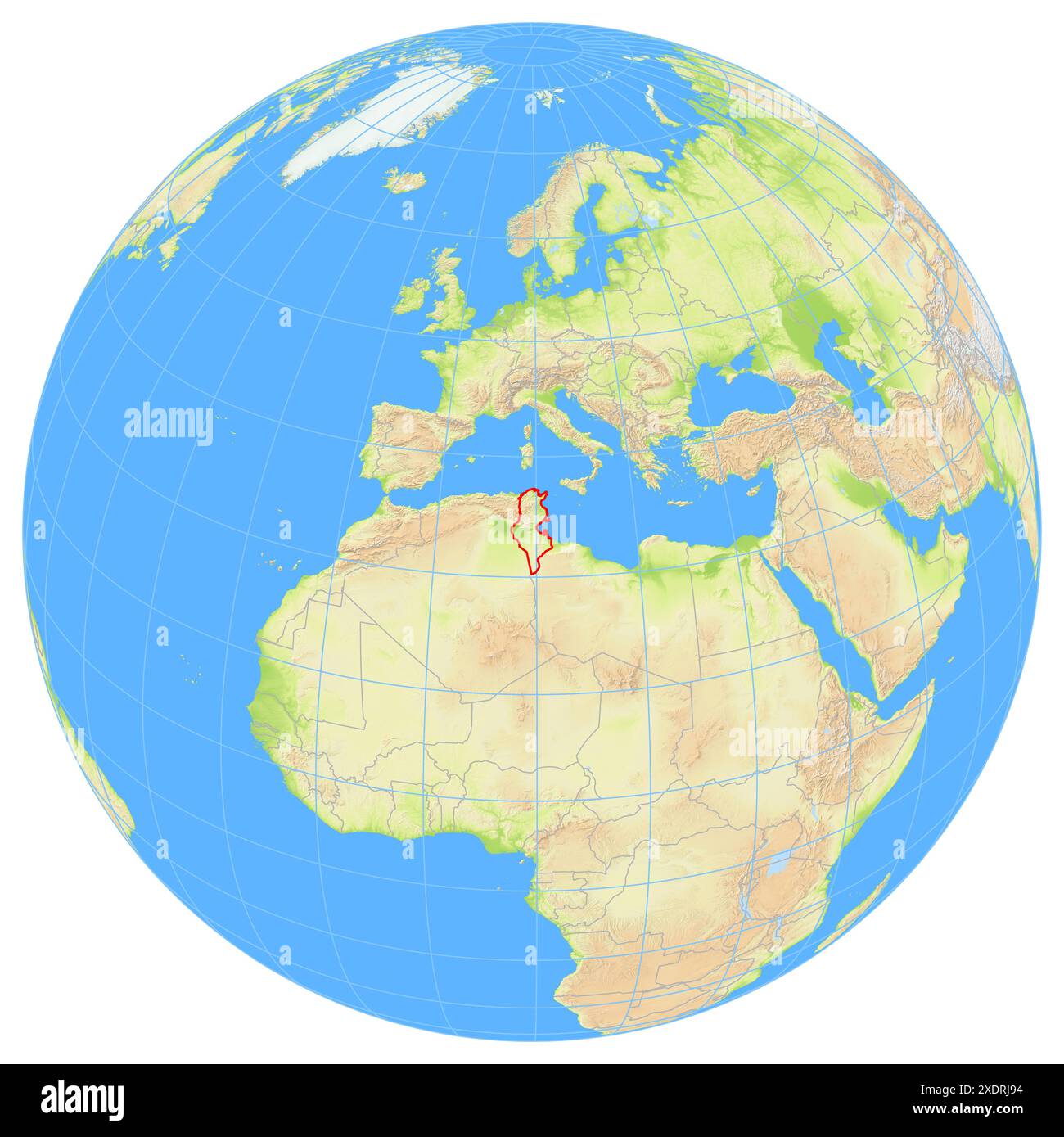 View of the Earth from space showing the location of the country ...