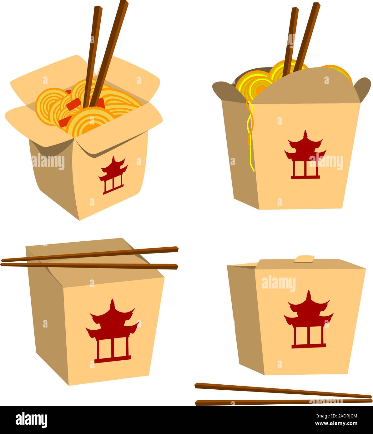 Set of China food boxes illustrations isolated on white background ...